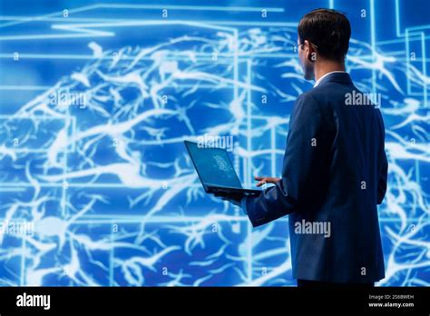 System Administrator In Workspace Analyzing Ai Brain Models Employee
