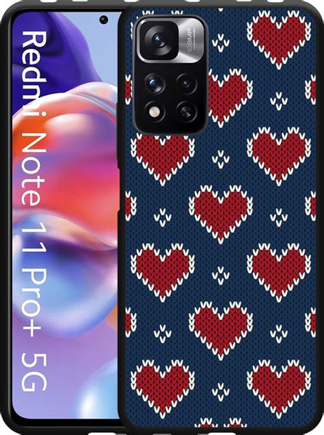 Xiaomi Redmi Note 11 Pro Hoesje Zwart Gebreide Hartjes Bol Com
