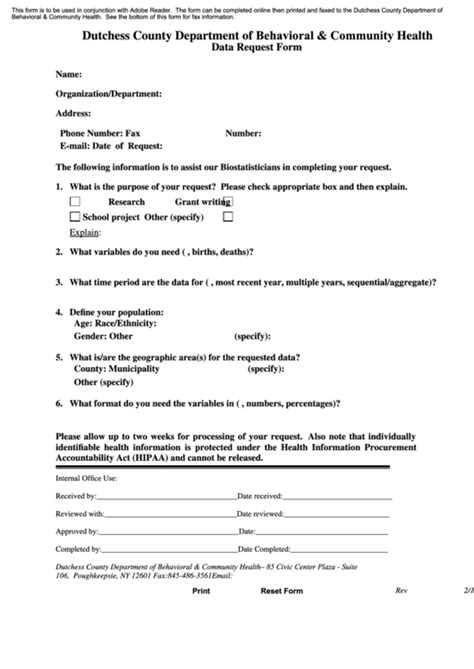 Fillable Data Request Form 2006 Printable Pdf Download