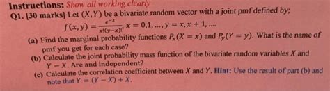 Solved Instructions Show All Working Clearly Q1 30 Marks