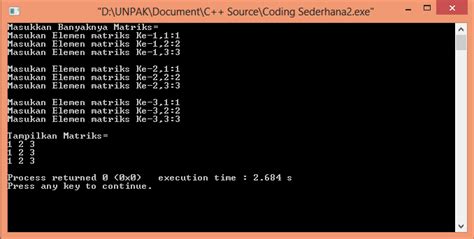 Contoh Program C Array Dimensi 2