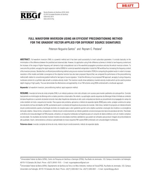 Pdf Full Waveform Inversion Using An Efficient Preconditioning Method