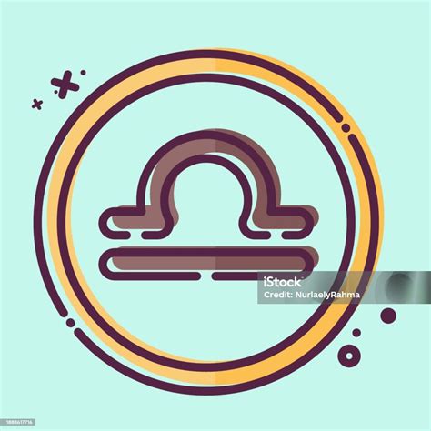 아이콘 천칭자리 별자리 기호와 관련이 있습니다 Mbe 스타일 심플한 디자인 편집 가능 간단한 일러스트레이션 0명에 대한 스톡