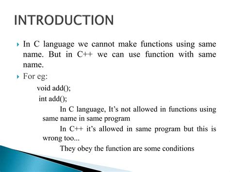Function Overloading In C Ppt Programming Languages Computing
