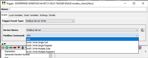 modbus server trigger event