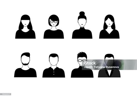 흰색 배경 수평 벡터 일러스트에 격리 된 다른 흑백 사람들의 집합 공동체에 대한 스톡 벡터 아트 및 기타 이미지 공동체 남자 단체 Istock