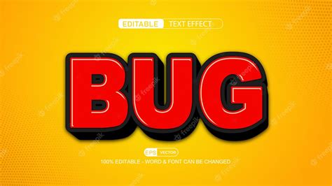 Premium Vector Bug 3d Editable Text Effect Vector With Cute Background