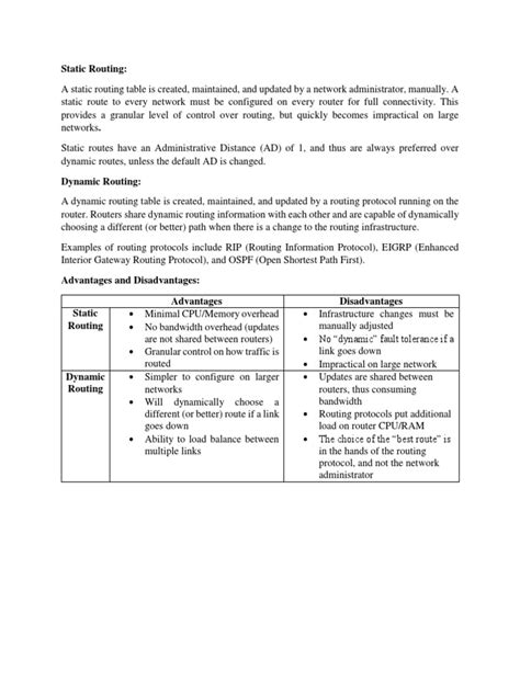 static and dynamic routing pdf