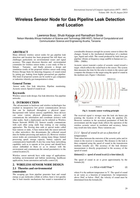 PDF Wireless Sensor Node For Gas Pipeline Leak Detection And Location