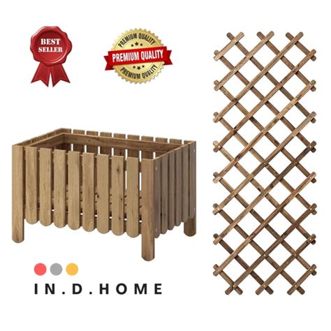 [ Ikea ] Askholmen 🔥 Flower Box With Trellis Solid Wood For Outdoor Junjung Kayu Penanaman