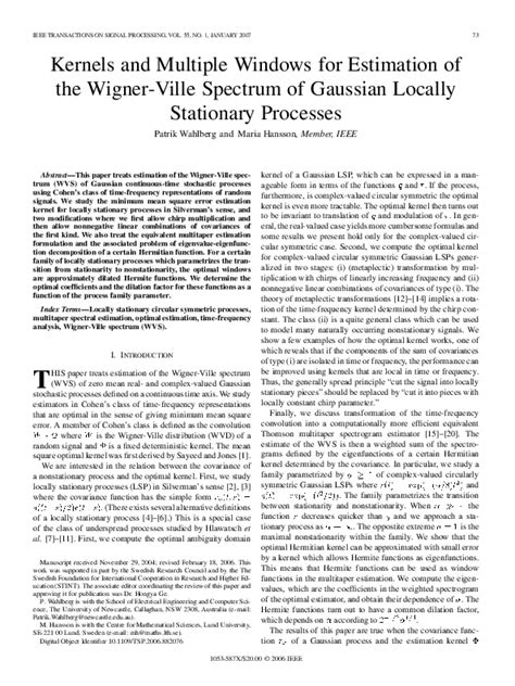 pdf kernels and multiple windows for estimation of the wigner ville