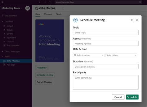 Host Join Meetings From Slack Chat Rooms Zoho Meeting Integration