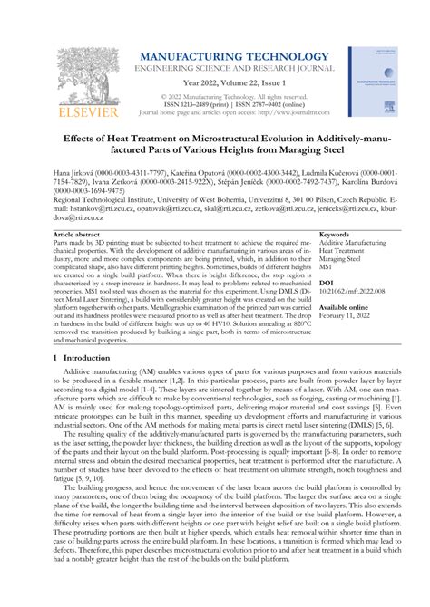 Pdf Effects Of Heat Treatment On Microstructural Evolution In Additively Manufactured Parts Of