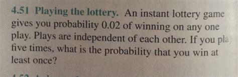 solved playing the lottery an instant lottery game gives