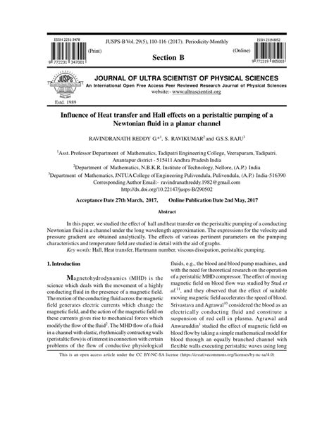 Pdf Influence Of Heat Transfer And Hall Effects On A Peristaltic