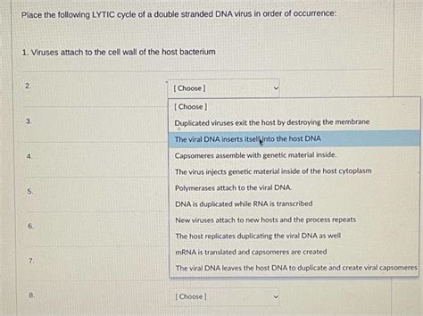 Solved Place The Following Lytic Cycle Of A Double Stranded