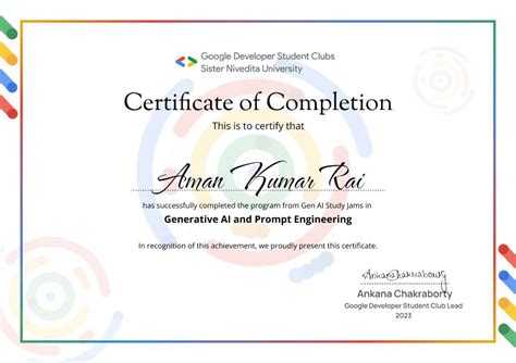 Completed Generative Ai And Prompt Engineering Program Aman Rai