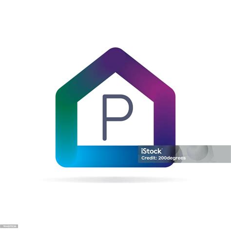 편지 P 기호로 하우스 로고입니다 로고 템플릿 0명에 대한 스톡 벡터 아트 및 기타 이미지 0명 개념 개념과 주제