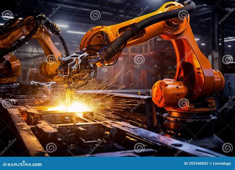 Robotic Arm In Factory Future Technology And Industrial Generative Ai Stock Illustration