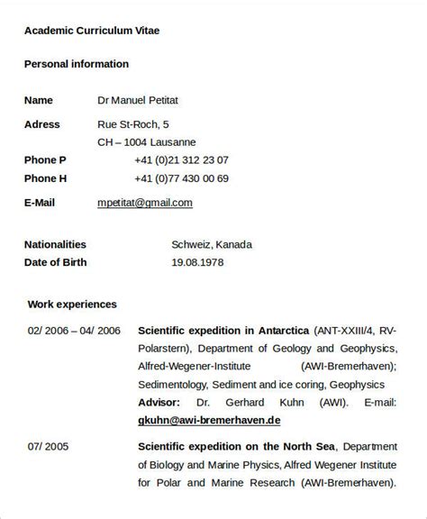 46 Curriculum Vitae Samples Pdf Doc