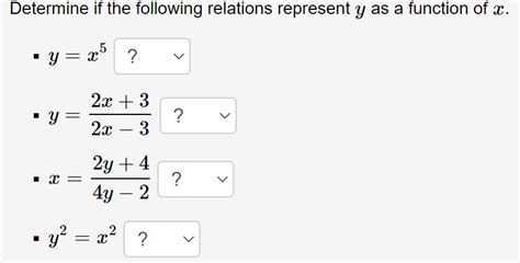 Solved Determine If The Following Relations Represent Y As A