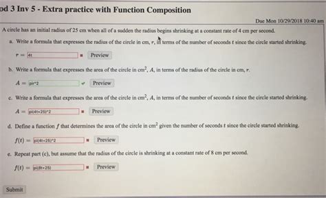 Solved Od 3 Inv 5 Extra Practice With Function Composition