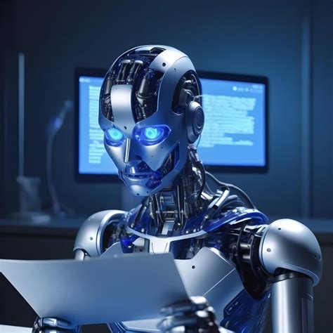 premium ai image smart ai robot analyzing texts and paragraphs