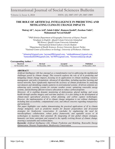 Pdf The Role Of Artificial Intelligence In Predicting And Mitigating