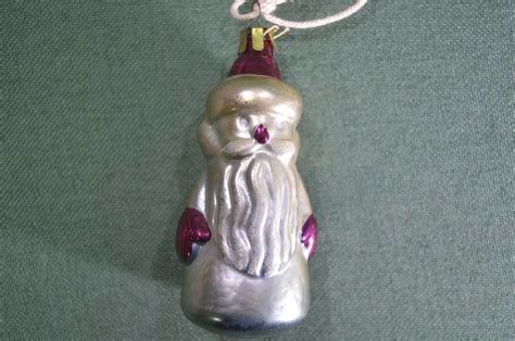 Купить Елочная стеклянная игрушка Дед Мороз Стекло подвес 22 СССР цены фото описание