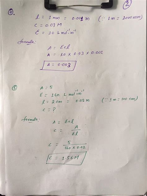 [solved] Questions The Molar Extinction Coefficient Of A Solution Of Concentration 0 04 M And