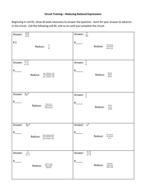 Reducing Rational Expressions Circuit Training Pdf