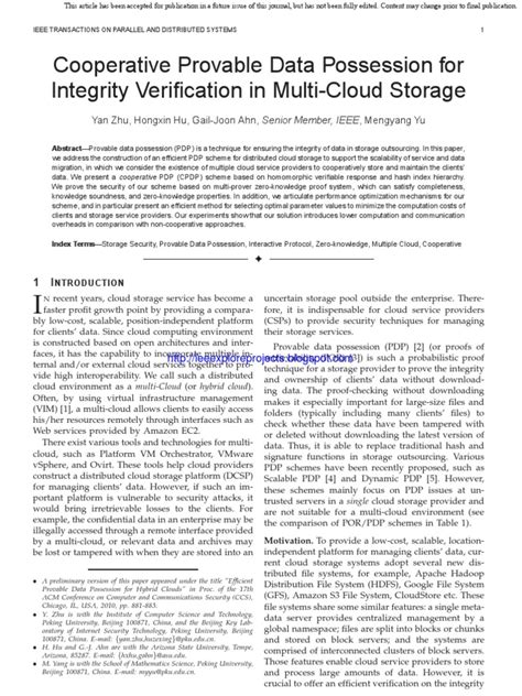 Pdf Cooperative Provable Data Possession For Integrity Integrity