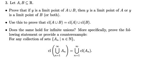Solved Prove That If Y Is A Limit Point Of AB Then Y Is Chegg Com