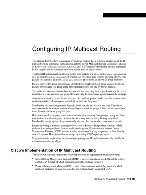 Ciscos Implementation Of Ip Multicast Routing Pdf Multicast Ip
