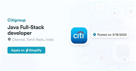 java full stack developer citigroup simplify jobs