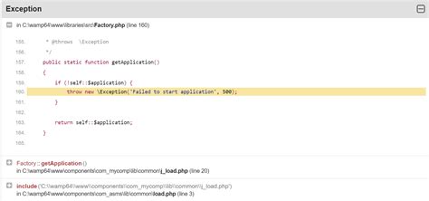 Php Joomla Component Loading Throws Exception Joomla Stack Exchange