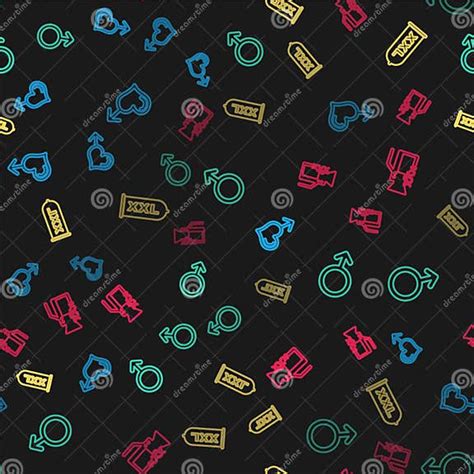 Set Line Male Gender And Heart Symbol Condom Safe Sex And Video