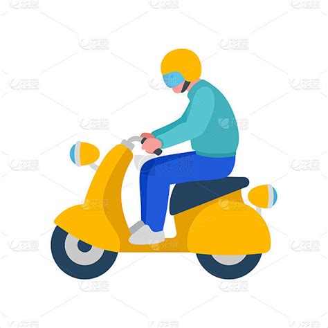 男子骑摩托车矢量插图