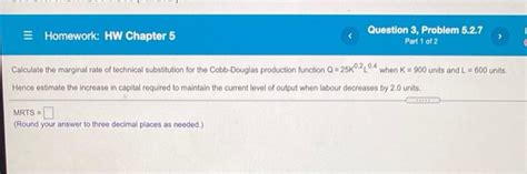 Solved 3 Homework Hw Chapter 5 Question 2 Proble Part 1 Of