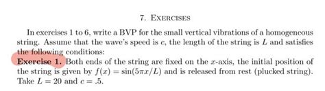 Solved Exercise Both Ends Of The String Are Fixed On The Chegg