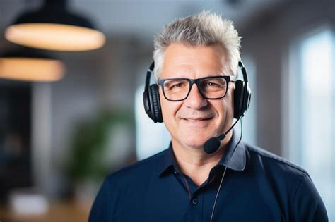 Premium Photo A Man Wearing A Headset With A Headset