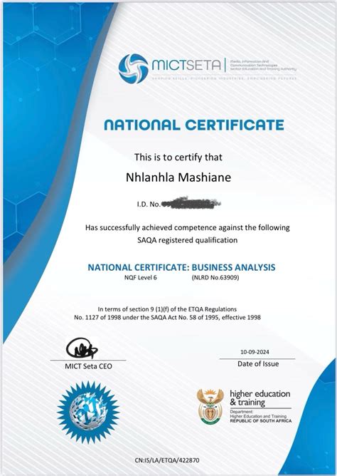 Nqf Level 6 Completed In Business Analysis Mictseta 🎊🎊 Nhlanhla