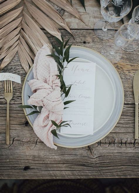 Tropical Earth Tone Palm Springs Wedding At Colony 2 Wedding Table Settings Wedding Table