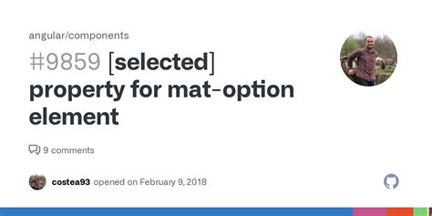 Selected Property For Mat Option Element Issue 9859 Angular Components GitHub