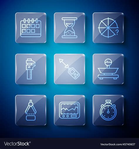 Set Line Drawing Compass Measuring Instrument Vector Image