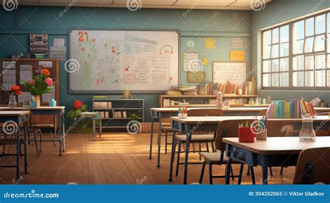 Traditional Classroom With Chalkboard And Sunlight Generative Ai Stock Image Image Of Desks