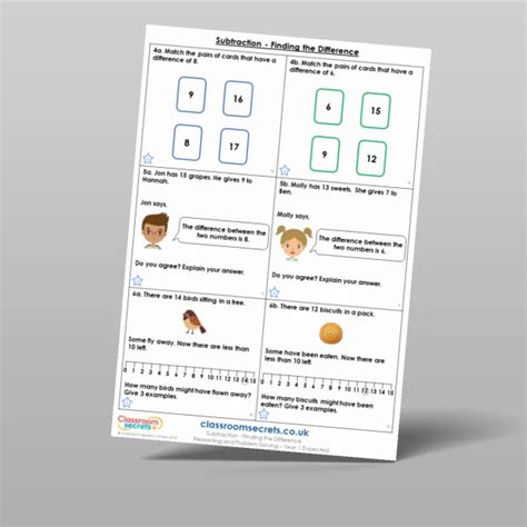 year 5 find the difference reasoning and problem solving resource