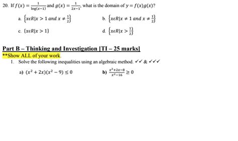 solved 20 if f x log x−1 1 and g x 2x−11 what is the