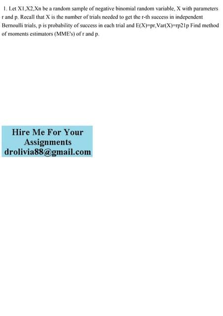 1 Let X1x2xn Be A Random Sample Of Negative Binomial Random Variabpdf Physics Science