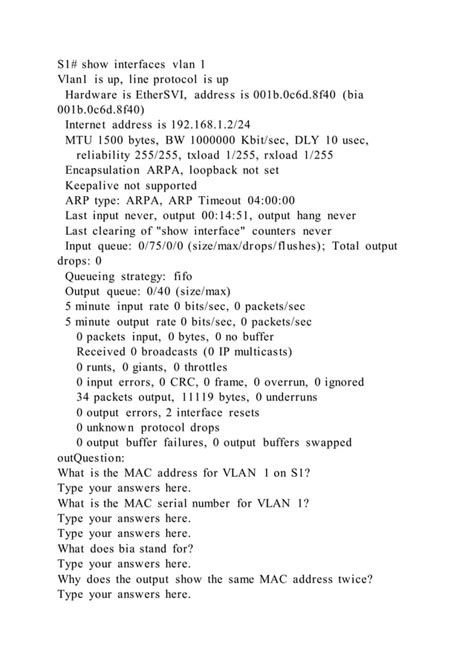 Lab View The Switch Mac Address Table Lab View The Switch Docx